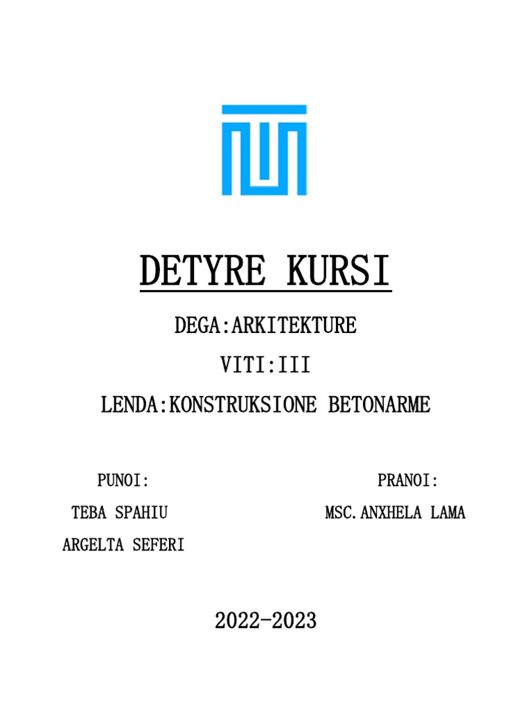 Detyre Kursi Kontruksione Betonarme Pdf