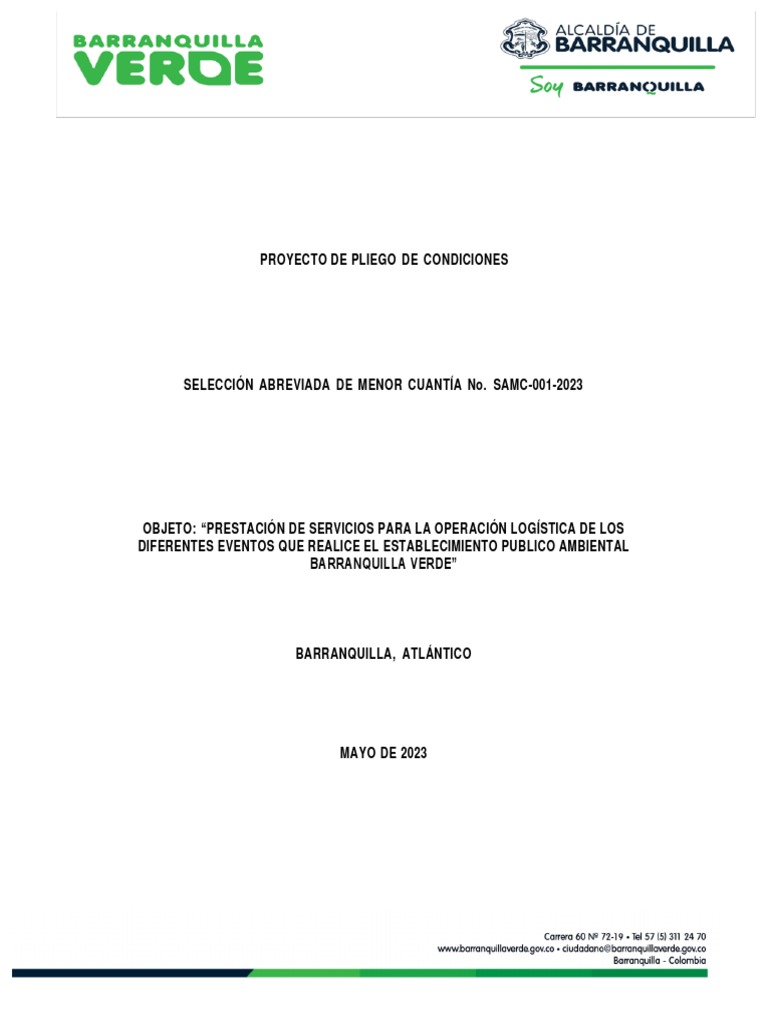 Proyecto de Pliegos Operador 2023 | PDF