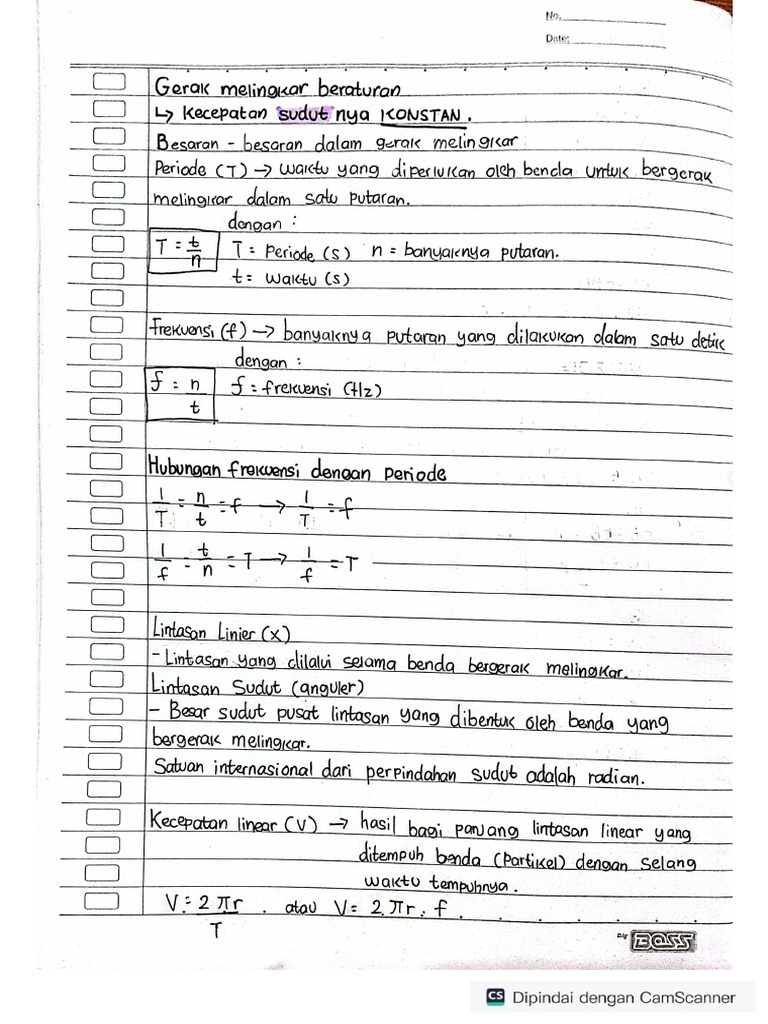 FISIKA-Catatan Gerak Melingkar Beraturan (GMB) - Kelas X IPA - Semester 2 | PDF
