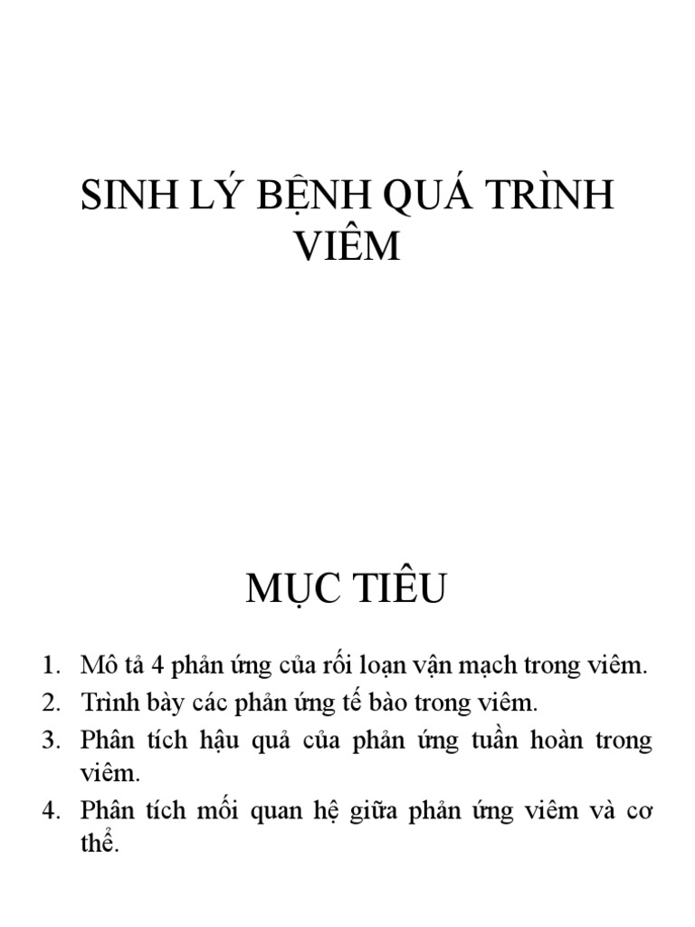 BÀI 4. SINH LÝ BỆNH QUÁ TRÌNH VIÊM-TIÊN | PDF