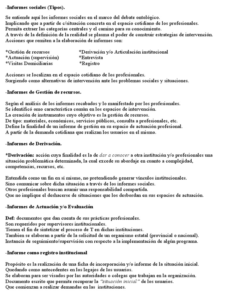 01-Informes Sociales (Tipos) | PDF