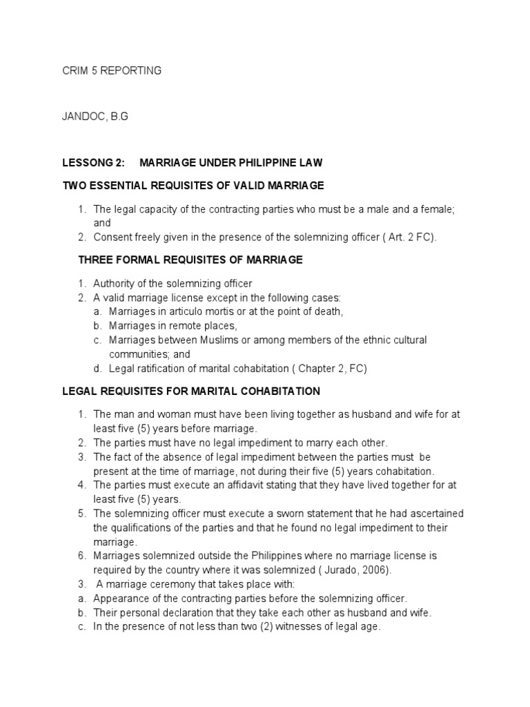 Crim 5 Reporting | PDF | Marriage | Marriage License
