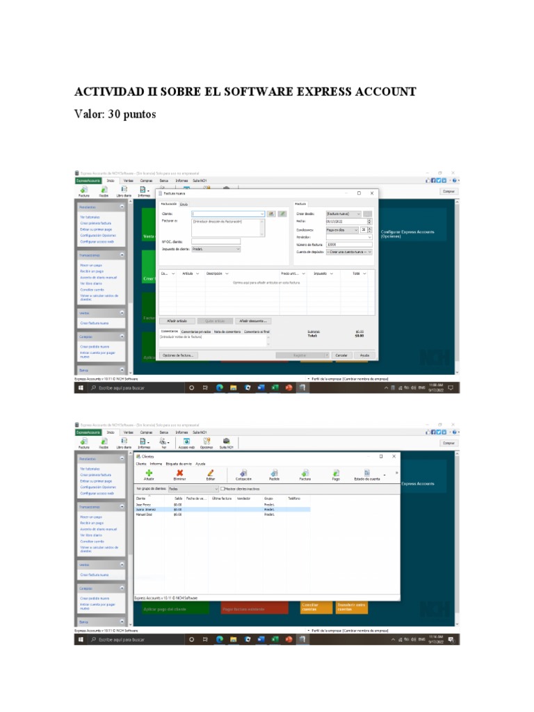 Actividad Ii Sobre El Software Express Account | PDF