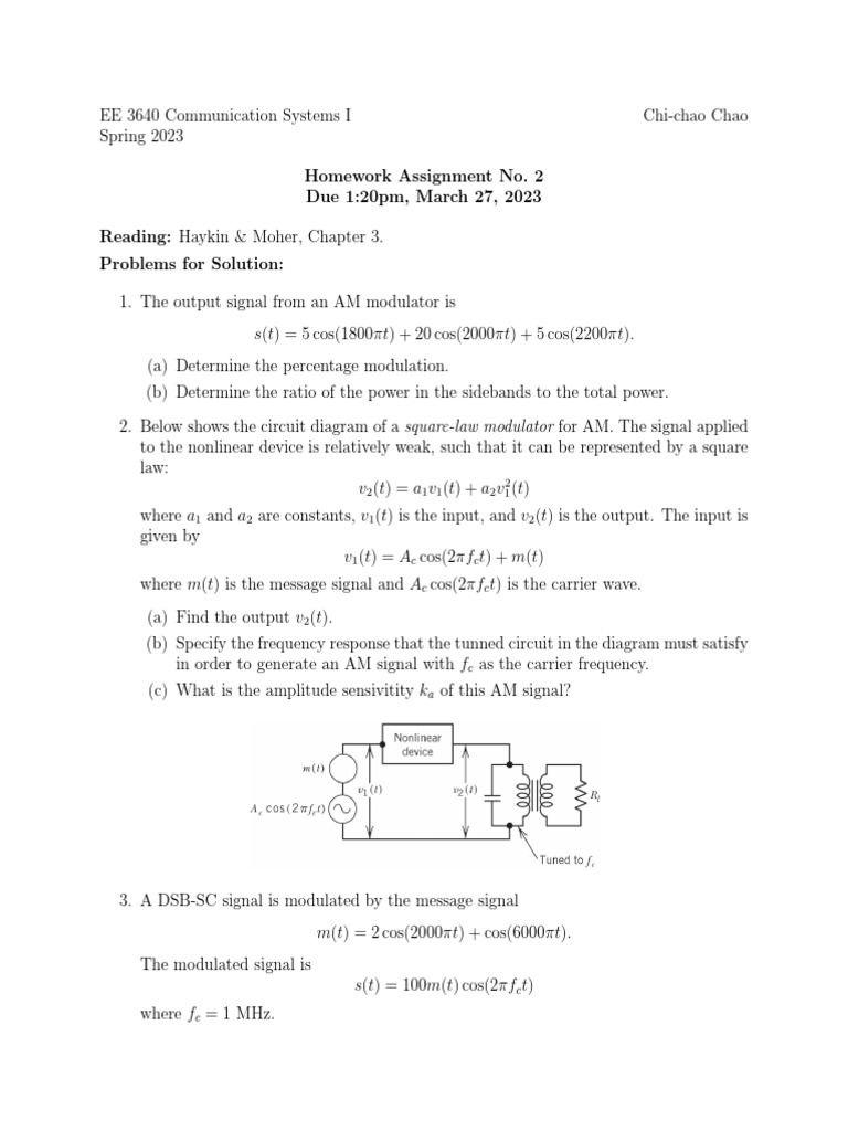 HW 2 | PDF | Detector (Radio) | Modulation