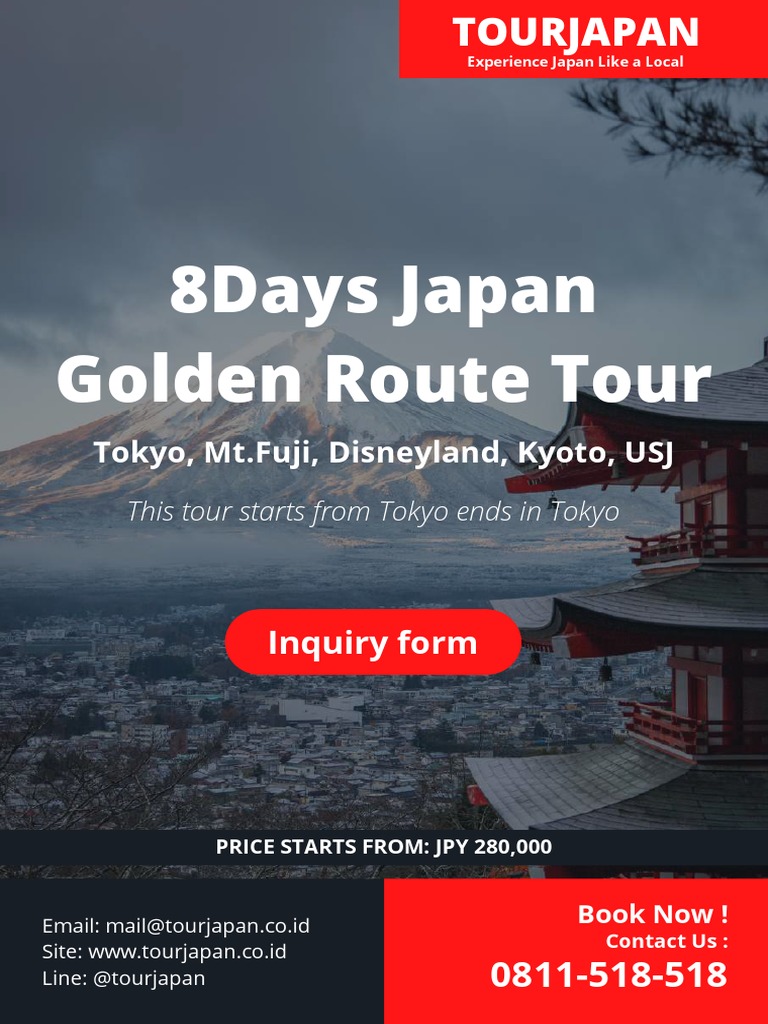 8-Day Japan Golden Route Tour | PDF | Tokyo | Transport