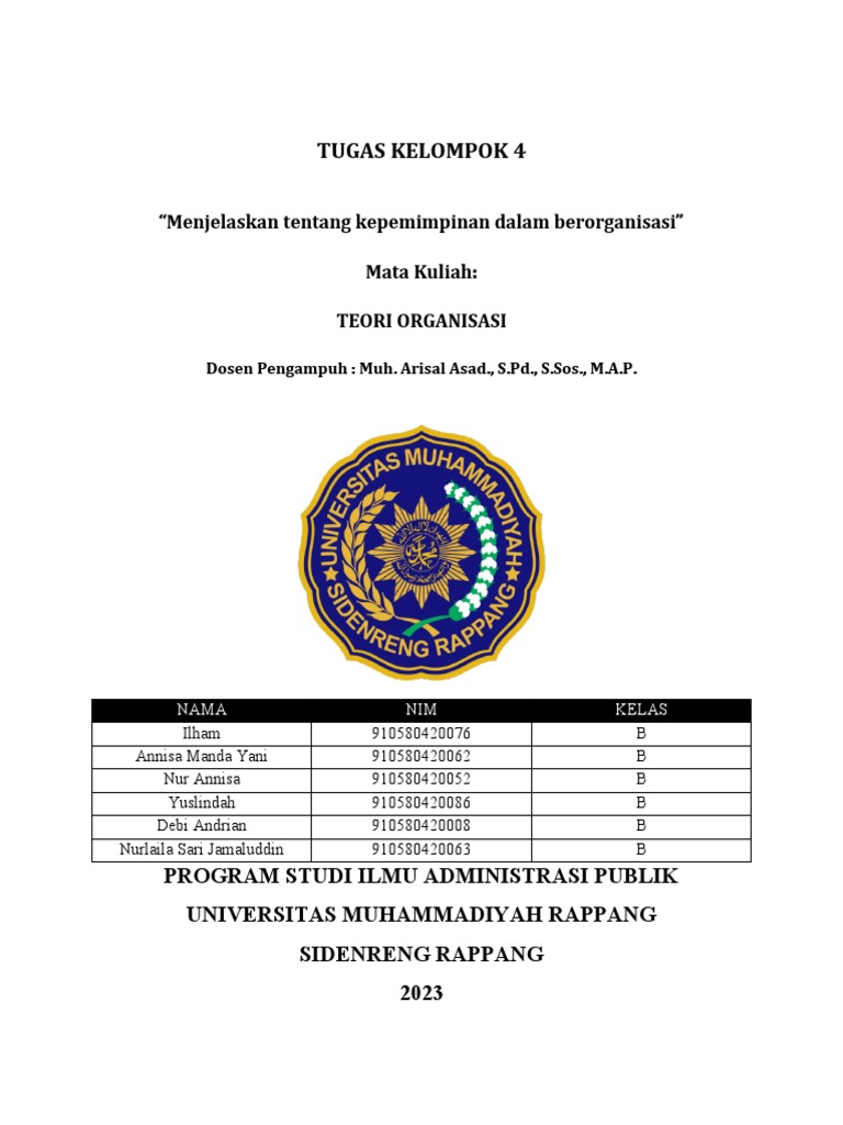Tugas Kelompok 4 (Teori Organisasi) | PDF