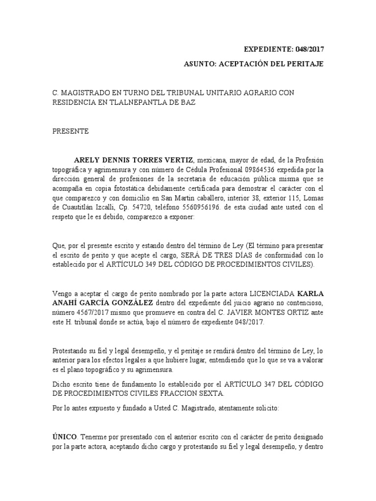 Aceptacion Peritaje | PDF