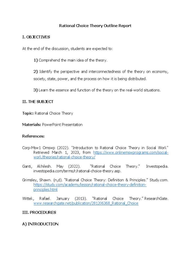 Rational Choice Theory for Students | PDF | Power (Social And Political ...