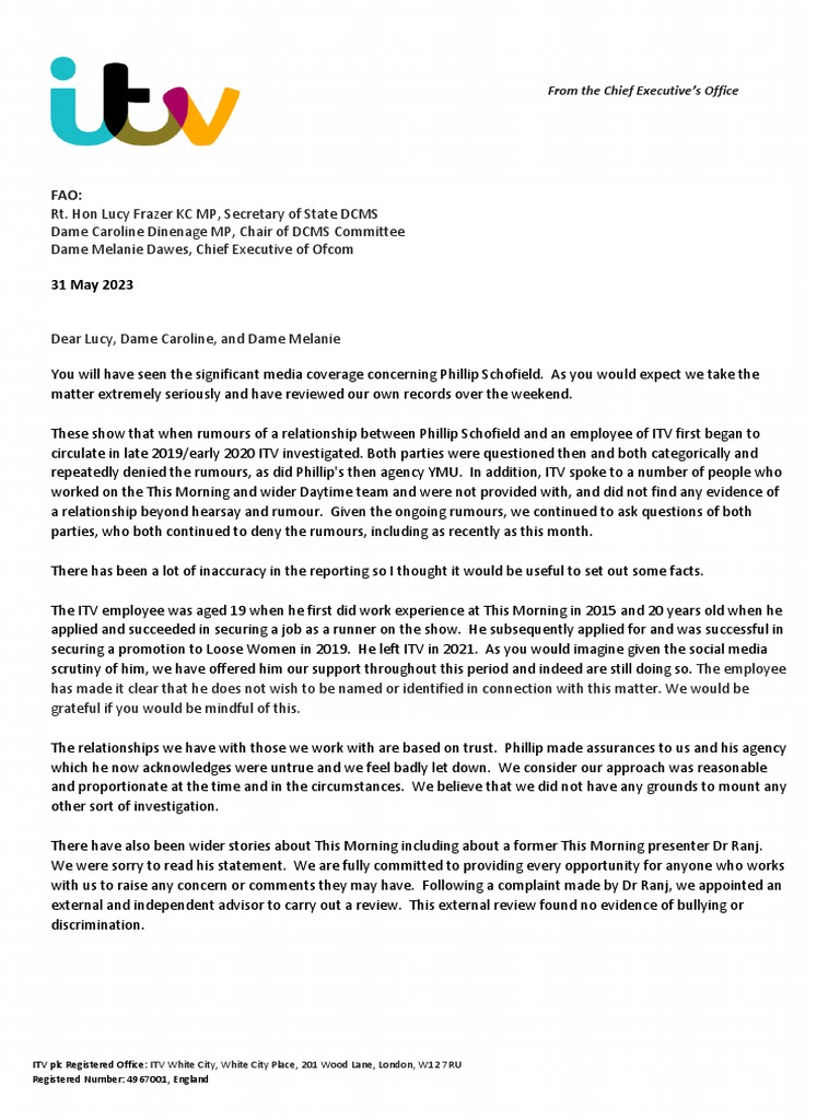 Carolyn McCall ITV Re This Morning | PDF