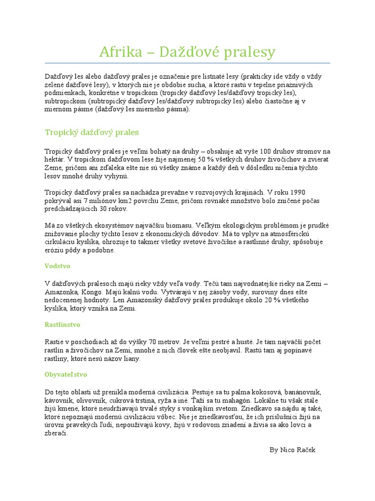 Afrika - Dažďové Pralesy | PDF