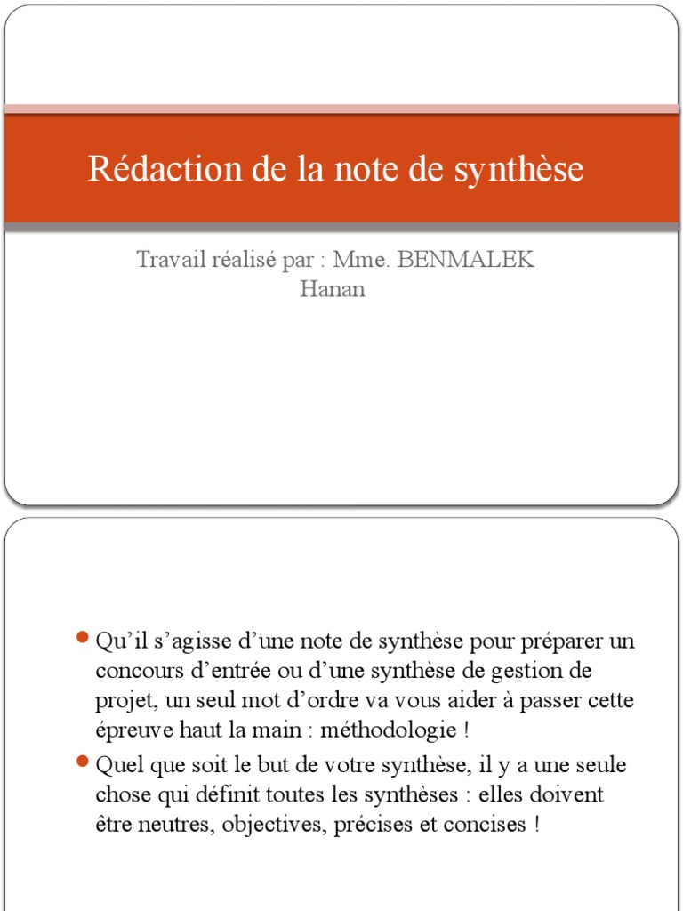 Méthodologie de la note de synthèse | PDF