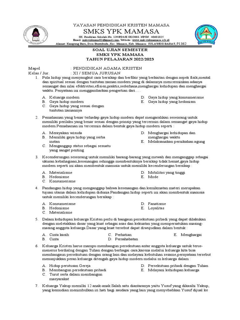 Soal Agama 2022 Xi | PDF