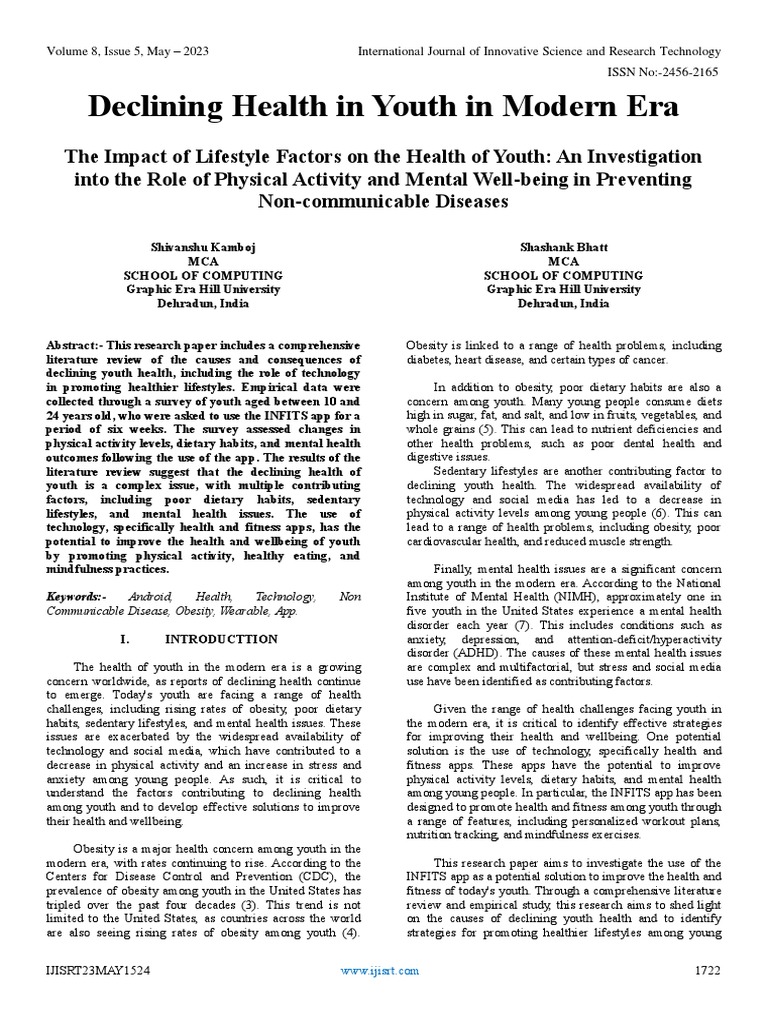 Declining Health in Youth in Modern Era | PDF | Physical Fitness | Obesity