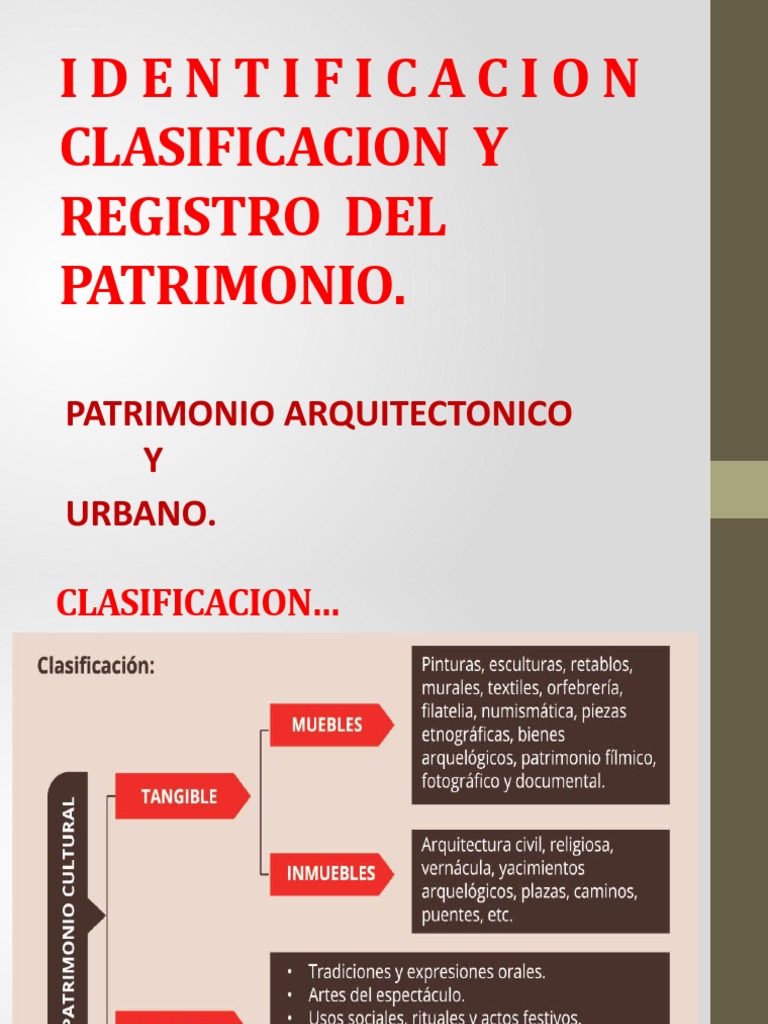 Unidad III Identificacion, Clasificacion y Registro Del Patrimonio | PDF | Bienes (Ley ...