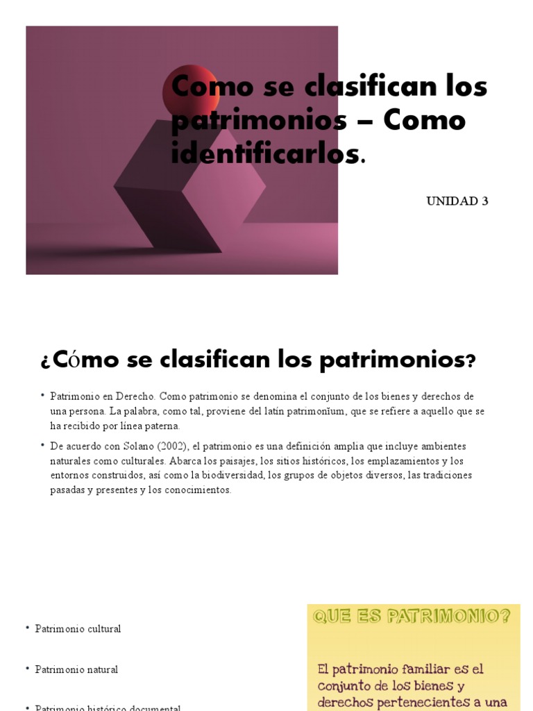 Unidad 3 Patrimonio | Descargar gratis PDF | Patrimonio cultural | Bienes (Ley)