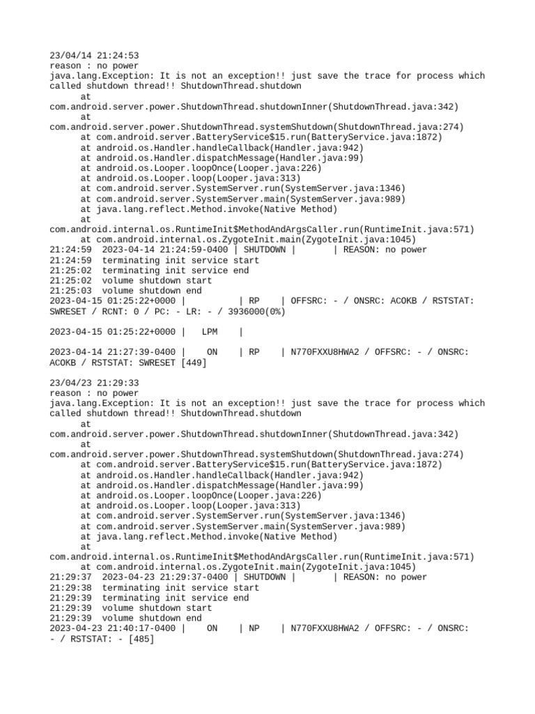 Power Off Reset Reason Backup | Download Free PDF | Java (Programming Language) | Systems ...