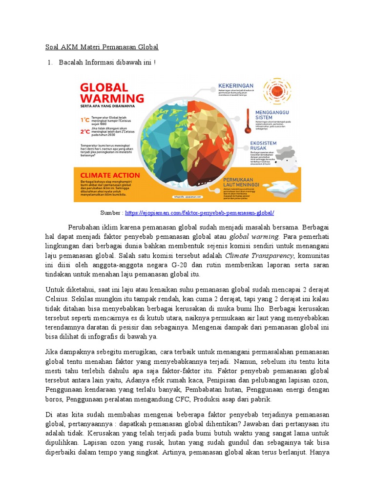 Soal AKM Materi Pemanasan Global | PDF