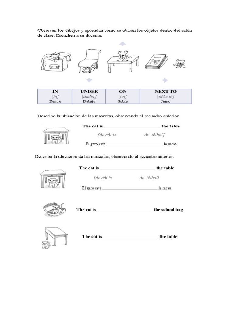 Adverbio de Lugar en Inglés | PDF