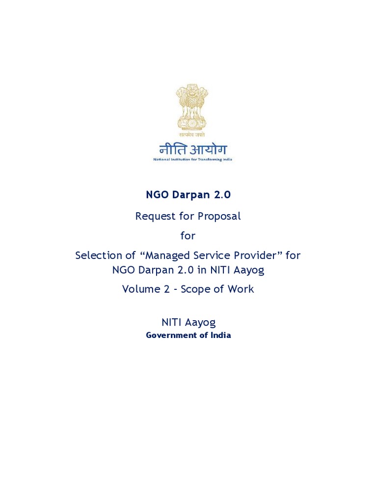 RFP Vol 2 NGO Darpan 2.0 Unlocked | PDF | Non Governmental Organization | Request For Proposal