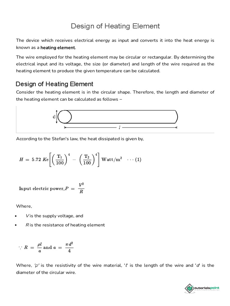 Design of Heating Element | PDF | Heat | Electrical Resistance And ...