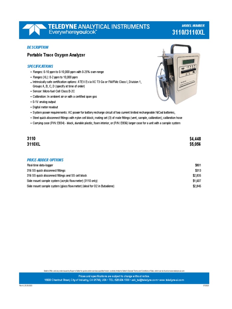 Portable Trace Oxygen Analyzer: Description | Download Free PDF ...