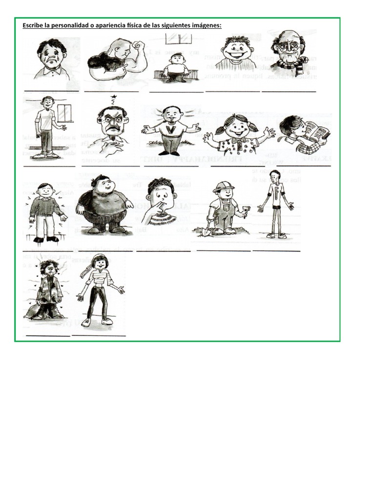 Escribe La Personalidad o Apariencia Física de Las Siguientes Imágenes ...