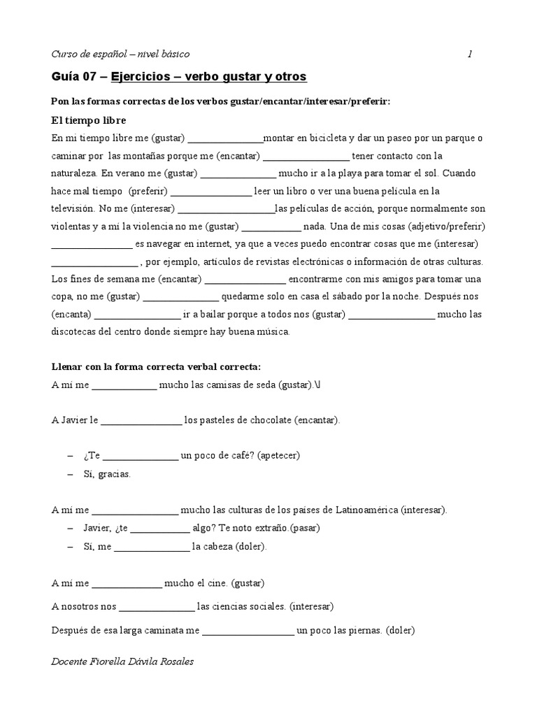 Guia 07 Ej Gustar y Otros | PDF