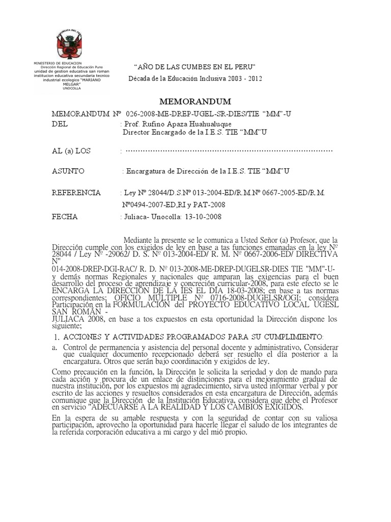 Modelo Memorandum | PDF | Maestros