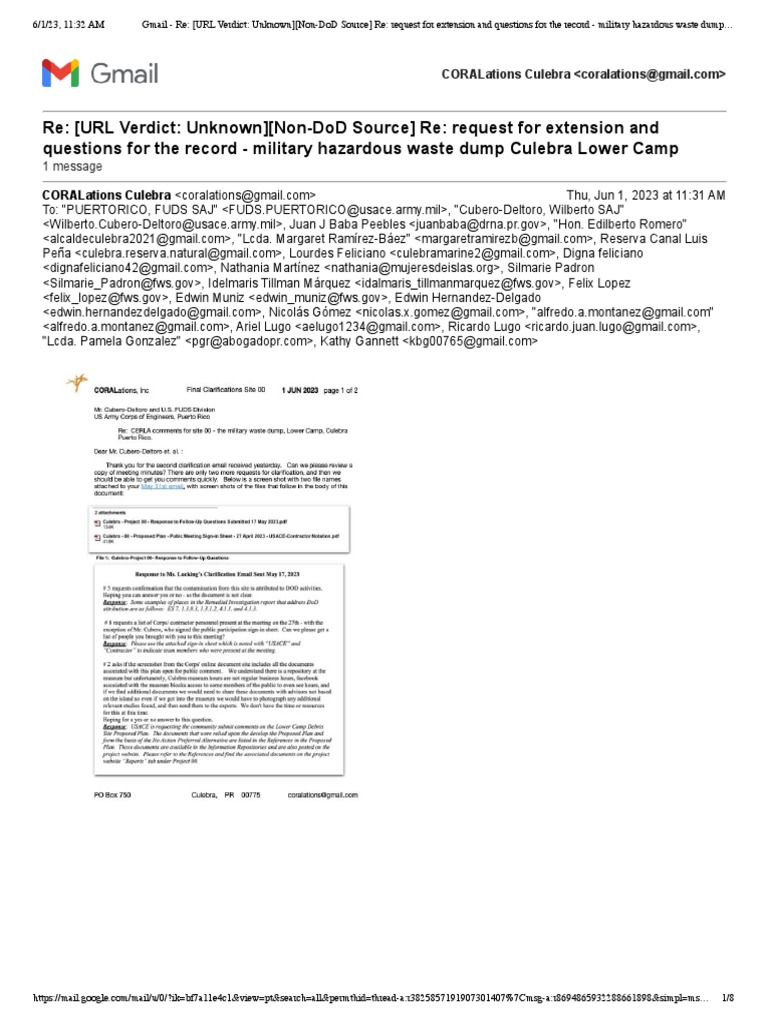 Re: (Url Verdict: Unknown) (Non-Dod Source) Re: Request For Extension and Questions For The ...