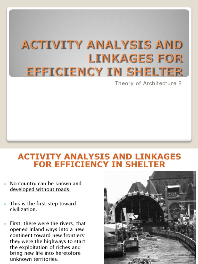Activity Analysis and Linkages For Efficiency in Shelter PDF | PDF