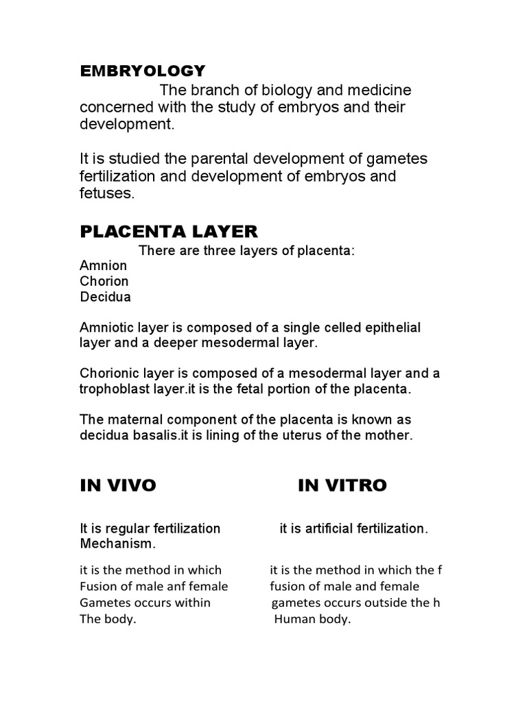 EMBRYOLOGY Assignment | PDF