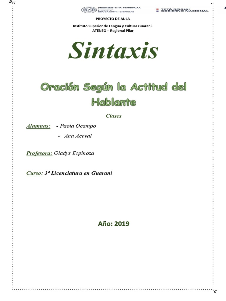 Plan Oración Según El Hablante | PDF | Oración (Lingüística) | Ciencia ...