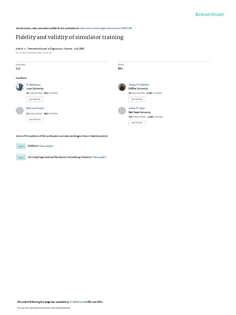 Fidelity Validity Pdf Simulation Psychological Resilience