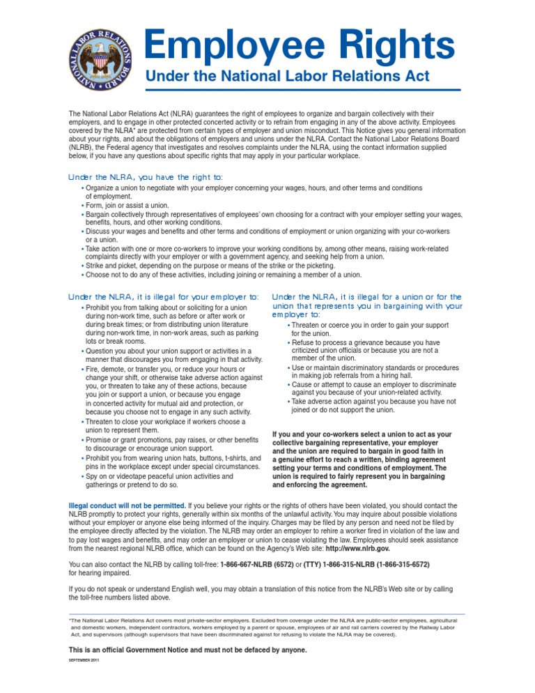 Employee Rights Under NLRA Explained | PDF | Social Science | Law