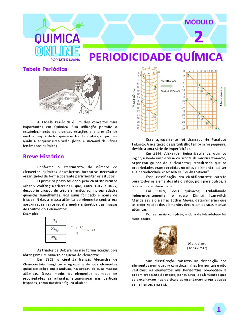 Apostila Periodicidade Química | PDF | Tabela periódica | Elétron