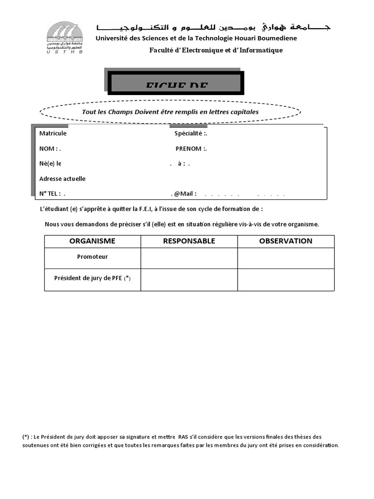 Fiche de Sortie | PDF