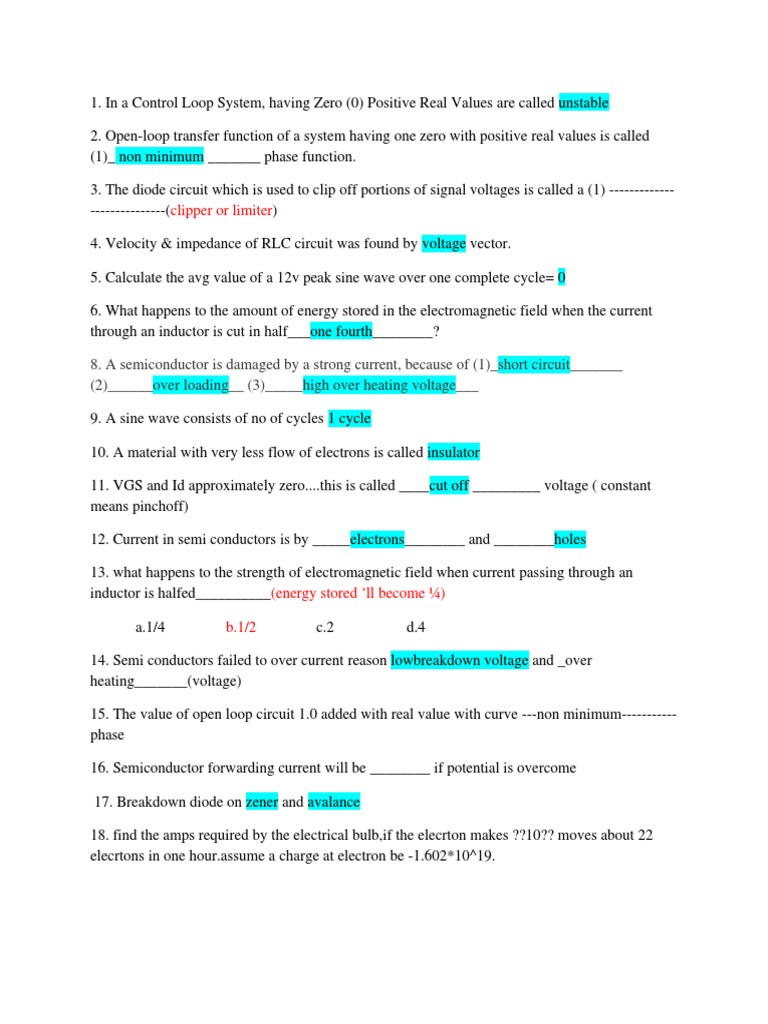 Fill in The Blanks Electrical Solved | PDF Fill in The Blanks Electrical Solved | PDF