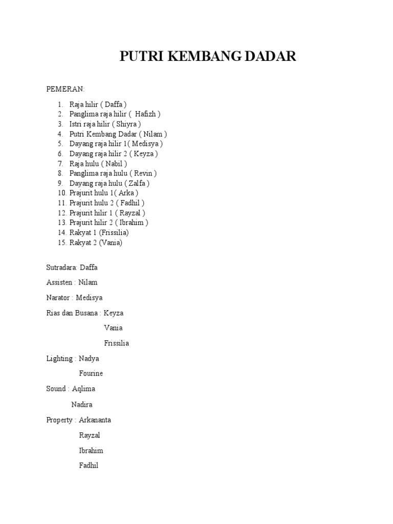 Legenda Putri Kembang Dadar | PDF | Sejarah