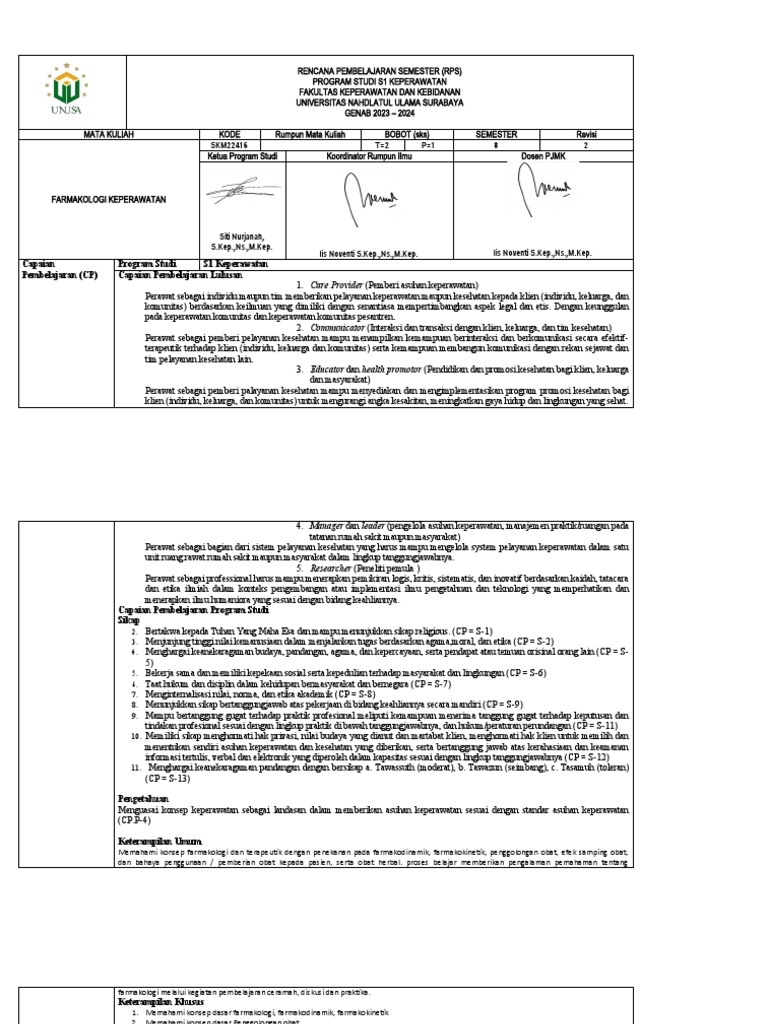 RPS Farmakologi | PDF | Kesehatan Holistik | Sains & Matematika