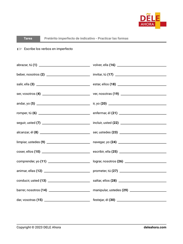 Práctica del Pretérito Imperfecto | PDF