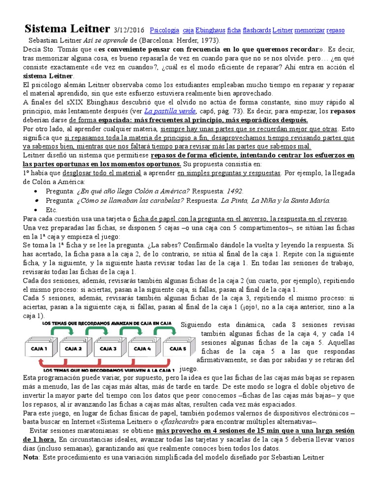 Sistema Leitner 1 | PDF | Estudios de idiomas extranjeros