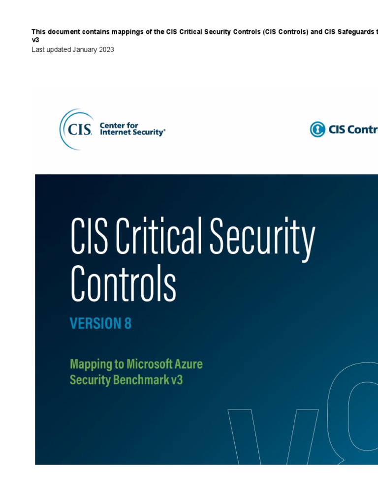 Cis Controls V8 Mapping To Microsoft Azure Security Benchmarkv3 2 202 Pdf Computer Security