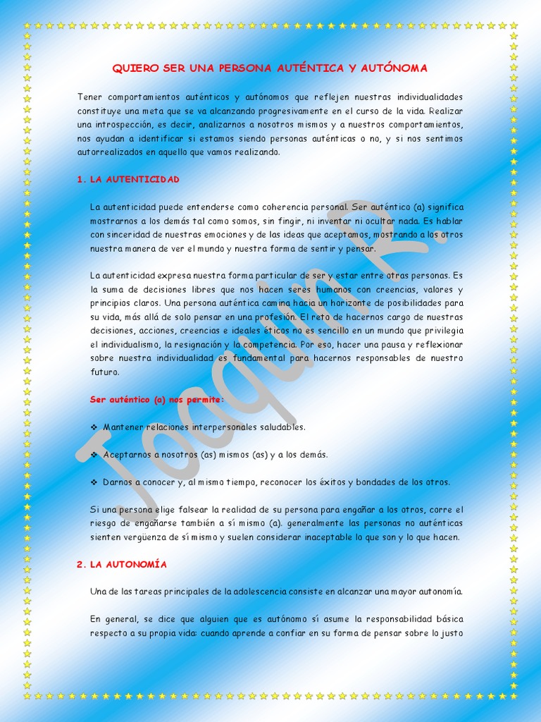 25 - Quiero Ser Una Persona Auténtica y Autónoma | PDF | Pensamiento ...