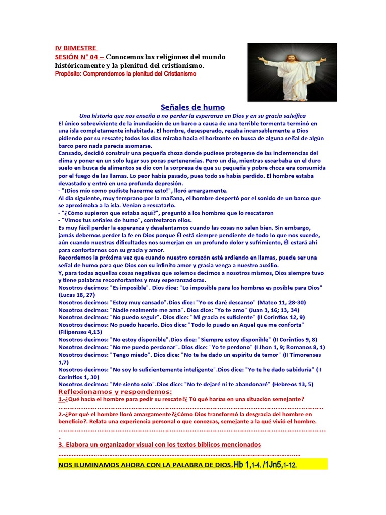 Sesión 4 V Unid 2° - Actividades | PDF | Dios | Creencia religiosa y doctrina