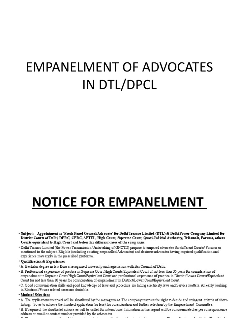 Empanelment | PDF | Advocate | Justice