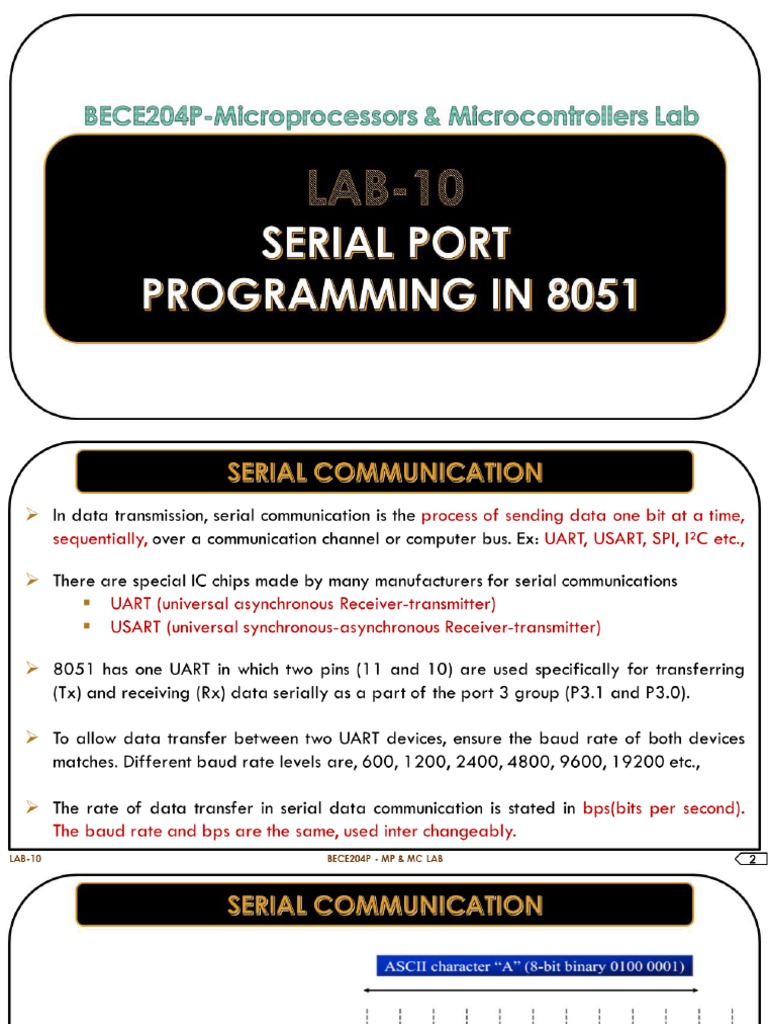 Lab-10 8051 - Serial Communication | PDF