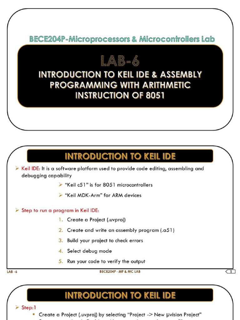 Lab 6 8051 Intro To Keil And 8051 Arithmetic Inst Pdf