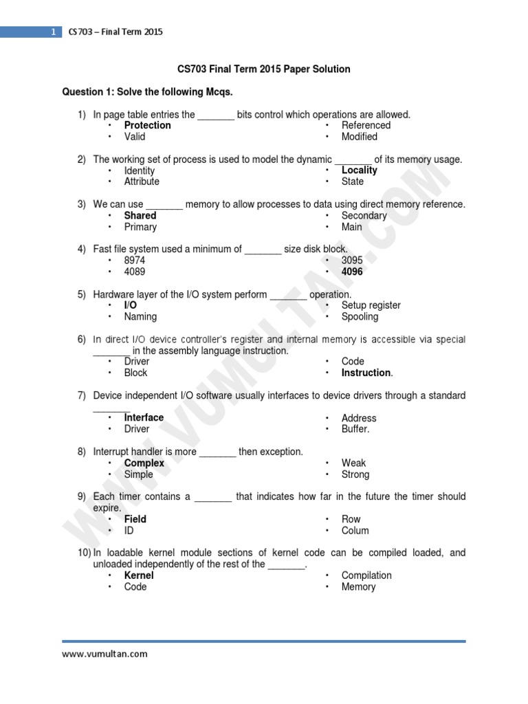 CS703 QA Finalterm Solved | PDF | Computer File | Input/Output