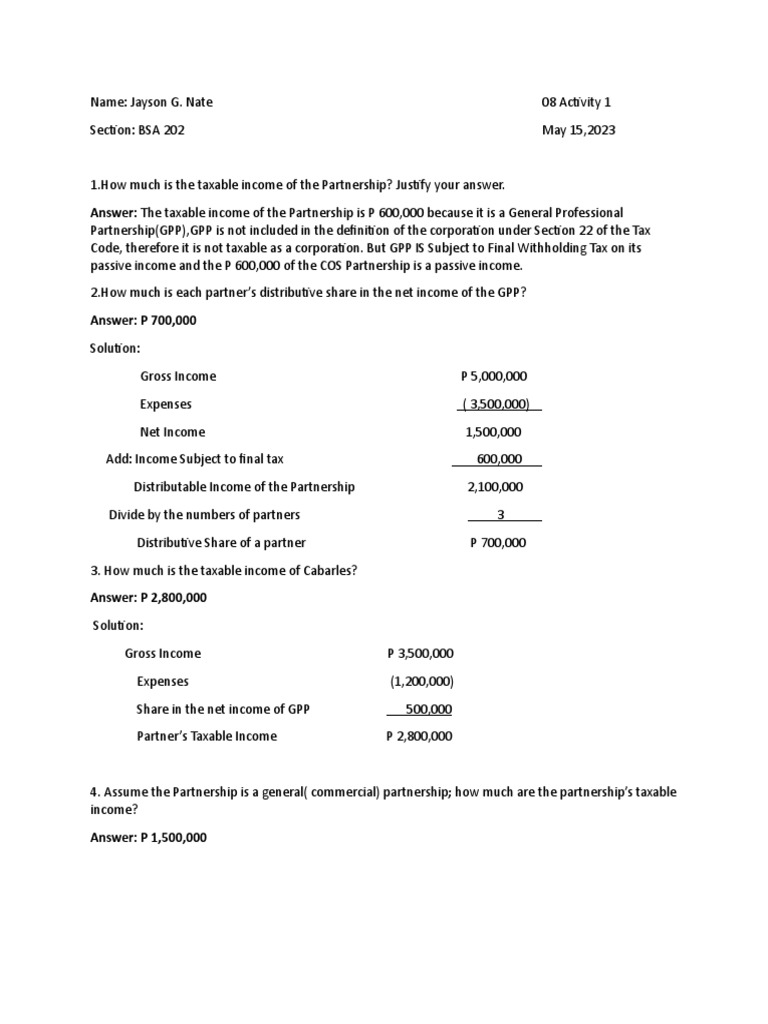 08 Activity 1 | PDF | Income | Gross Income