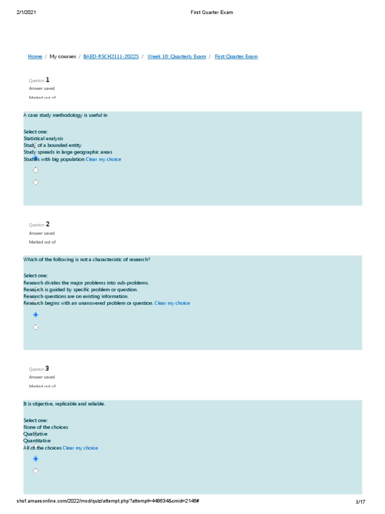 RSCH2111 Practical Research 1 First Quarter Exam | PDF | Qualitative ...